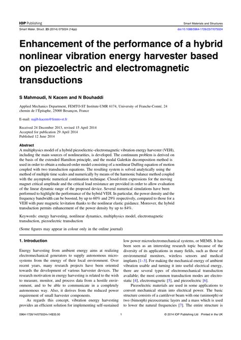 Pdf Enhancement Of The Performance Of A Hybrid Nonlinear Vibration