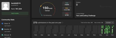 Harsh Baradhan Srinivasan On Linkedin Leetcode Codingjourney Consistency