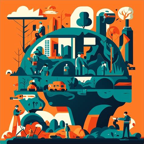 Premium Vector Greening Our Future Humans And Natures Ecosystem Regrowth