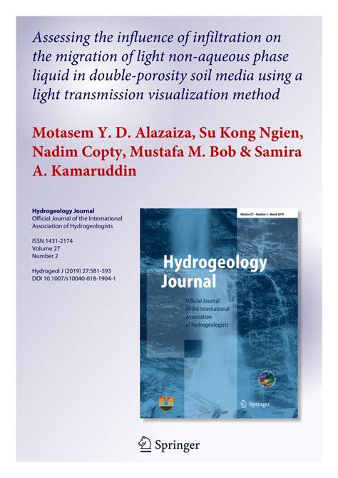 Pdf Assessing The Influence Of Infiltration On The Migration Of Light Non Aqueous Phase Liquid