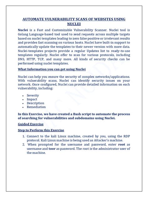 Lab Manual Automated Vulnerability Scans Using Nuclei Pdf