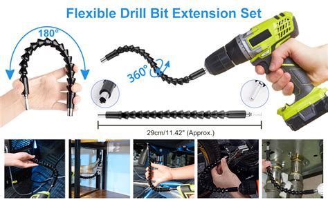 Katerk Flexible Drill Bit Extension Set Hex Shank Right Angle Drill