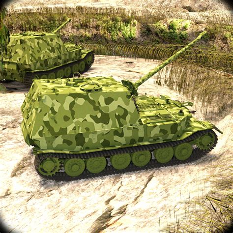 Camo Cool Military Styles For Tiger P Elefant Tank In Poser
