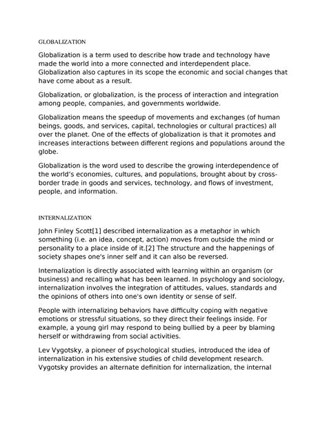Globalization Summary Teaching In Elementary Grade GLOBALIZATION Globalization Is A Term