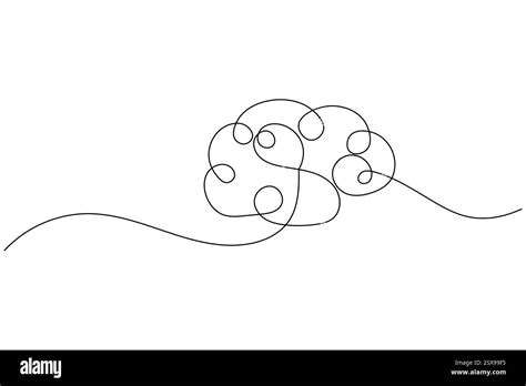 Human Brain Continuous One Line Drawing And Minimalist Style Isolate