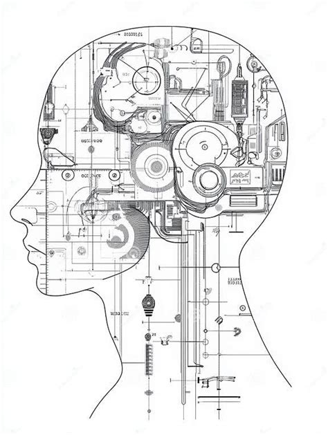 Schematic Representation Of Artificial Intelligence Systems Outlined In A Human Head Silhouette
