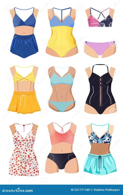 Six Different Types Of Swimsuits For Various Occasions Stock Illustration Illustration Of Swim