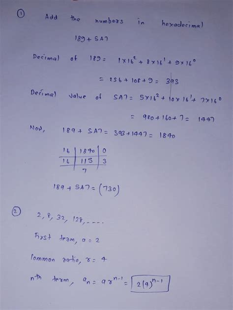 Solved Add The Following Numbers In Hexadecimal 189 5a7 What Is