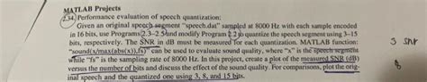 Solved MATLAB Projects Performance Evaluation Of Speech Chegg