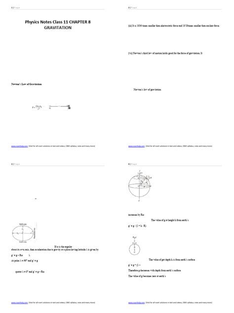 Physics Notes Class 11 Chapter 8 Gravitation Pdf Force Gravity