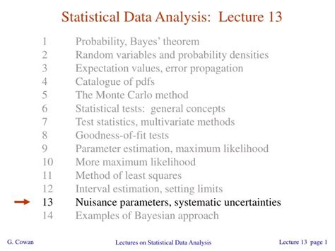 Ppt Statistical Data Analysis Lecture 13 Powerpoint Presentation