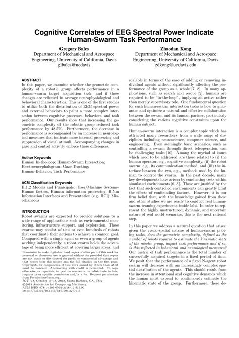 Pdf Cognitive Correlates Of Eeg Spectral Power Indicate Human Swarm