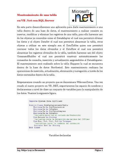 Mantenimiento De Una Tabla Pdf Bases De Datos Servidor Sql De