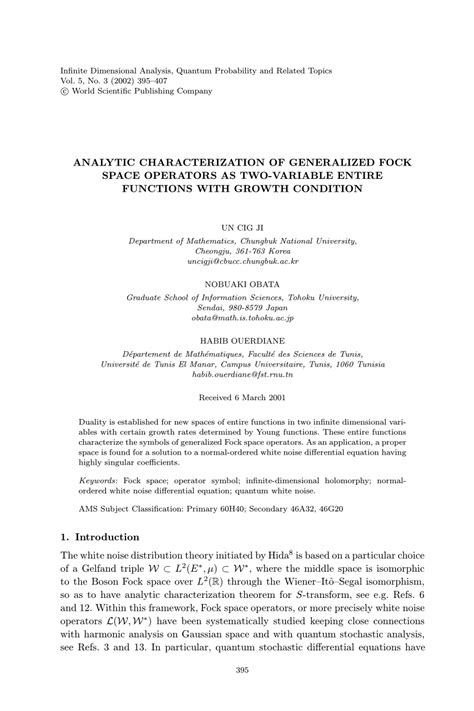 Pdf Analytic Characterization Of Generalized Fock Space Operators As