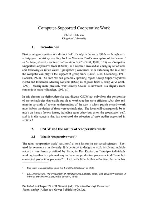 Pdf Computer Supported Cooperative Work