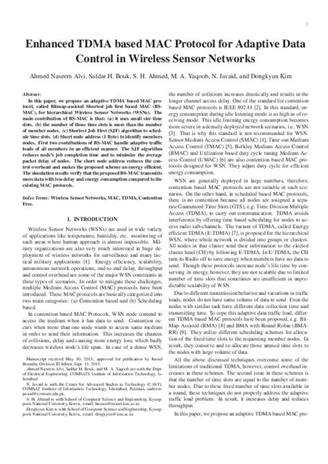 Pdf Enhanced Tdma Based Mac Protocol For Adaptive Data Control
