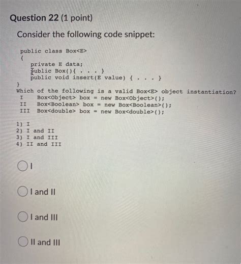 Solved Question 22 1 Point Consider The Following Code