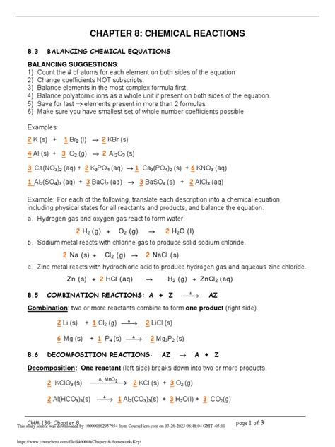 Chapter 8 Homework Key Pdf Hydroxide Chlorine