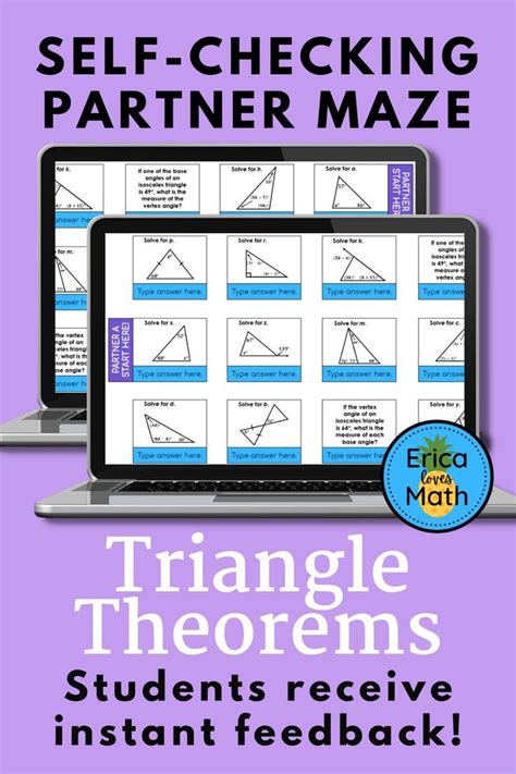 Triangle Angle Theorems Digital Activity Partner Maze Digital