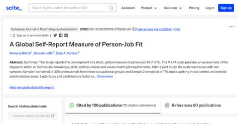 A Global Self Report Measure Of Person Job Fit