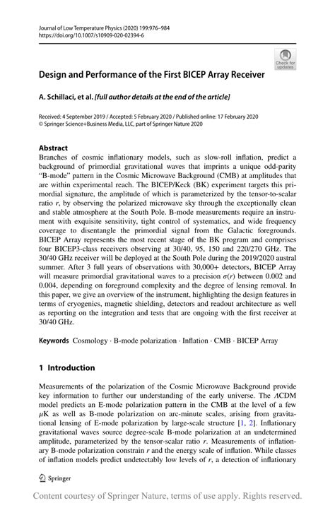 Design And Performance Of The First Bicep Array Receiver Request Pdf