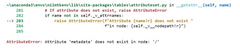 attributeerror attribute metadata does not exist in node