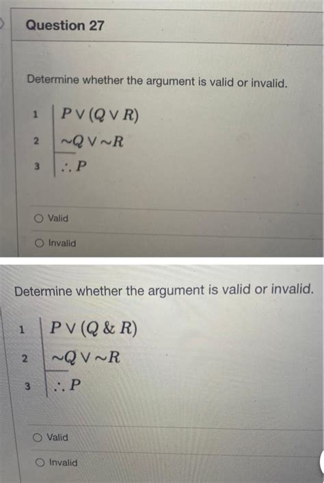 Solved Determine Whether The Argument Is Valid Or Invalid Chegg Com