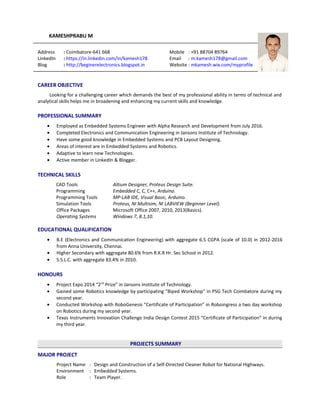KAMESHPRABU M Resume PDF