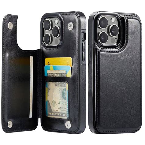 For Iphone 13 Pro Wallet Case With Card Holder Pu Faux Leather