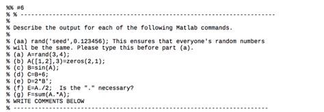 solved 6 describe the output for each of the