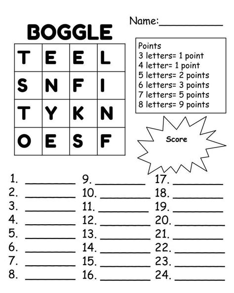 Pdf Free Printable Boggle Worksheets Printable Worksheets