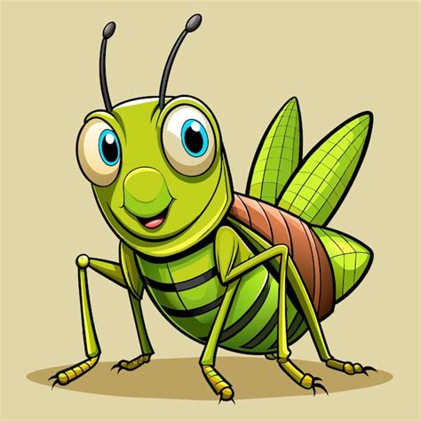 Animated Cute Grasshopper Vector Graphic For Digital Art Premium Ai