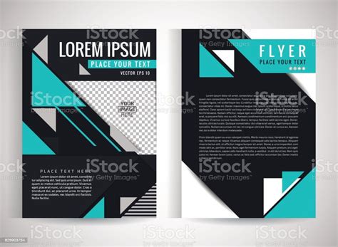 추상적인 벡터 현대 전단지 안내 책자 연간 보고서 Design 서식 파일 편지지 크기 A4 흰색 배경으로 가리기에 대한 스톡 벡터 아트 및 기타 이미지 Istock