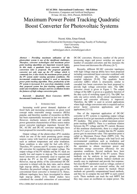 pdf maximum power point tracking quadratic boost converter for