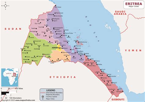 Eritrea Major Cities Map List Of Major Cities In Different States Of