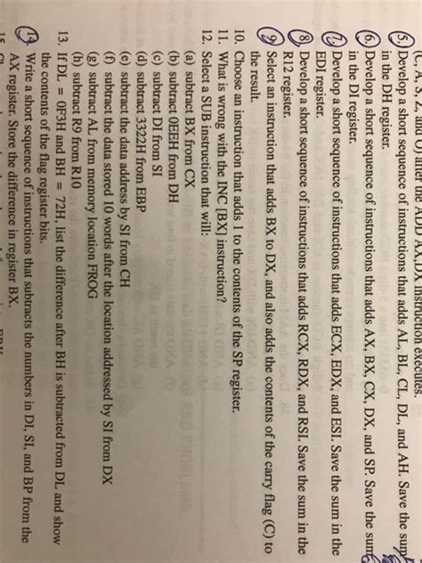 Solved C A Sz And O After The Add Axdx Instruction