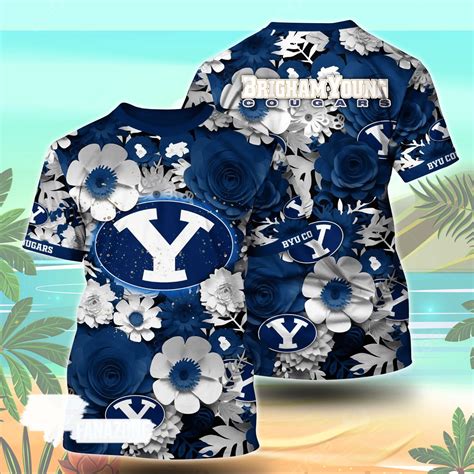 Byu Cougars Ncaa Florals Tshirt For Fans Summer Football Shirts