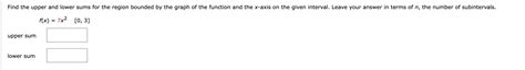 solved f x 7x2[0 3] upper sum lower sum