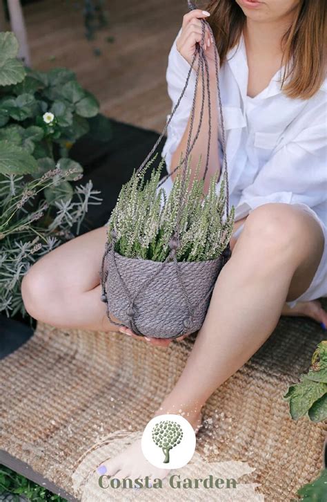 Купить плетеное из натурального джута кашпо для цветов