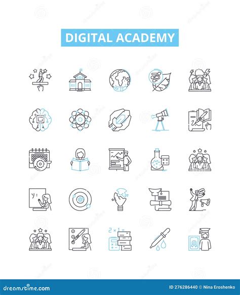 Digital Academy Linear Icons Set Learning Training Education Digital Academy Skills