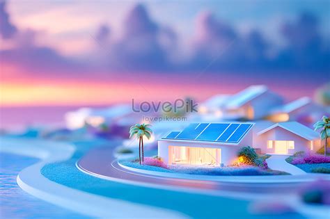 집에 태양 에너지 배경 사진 및 창의적인 일러스트 무료 다운로드 Lovepik
