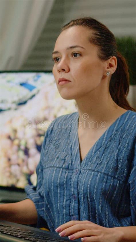 Woman Architect Using Touch Screen For Building Model Stock Image Image Of Computer Creative