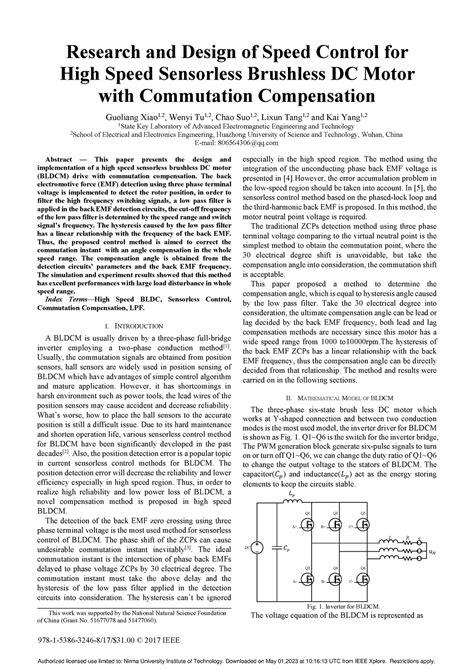 Research And Design Of Speed Control For High Speed Sensorless Brushless DC Motor With