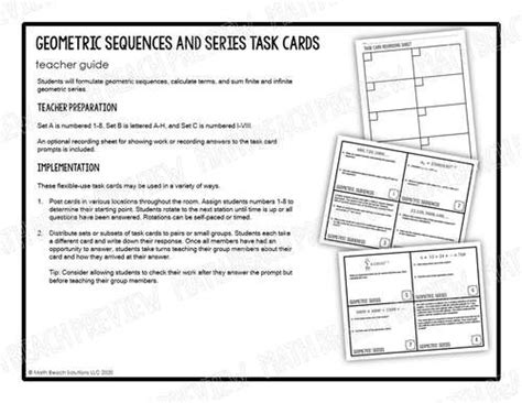 Geometric Sequences And Series Practice Activity By Math Beach Solutions