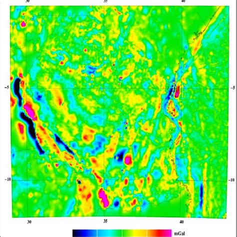 B Airborne Gravity Data Free Air Anomalies Download Scientific Diagram