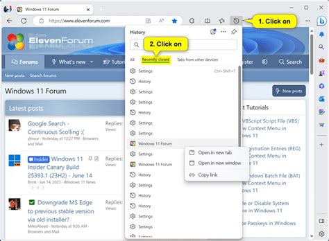 View Browsing History And Reopen Closed Tabs In Microsoft Edge