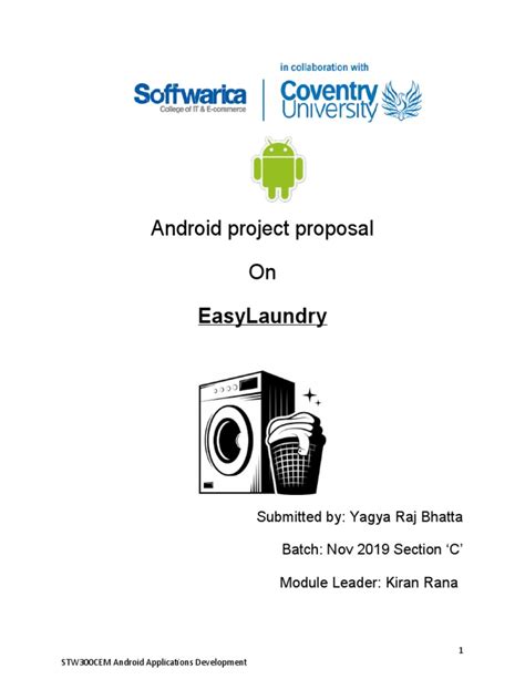 Android Project Proposal Pdf Software Development Modelviewcontroller