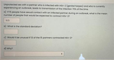 Solved Unprotected Sex With A Partner Who Is Infected With Chegg Com
