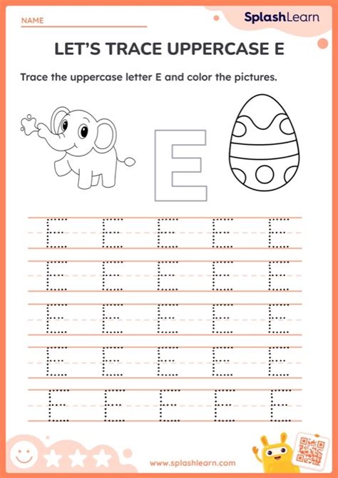 Alphabet Tracing Worksheets Letter E