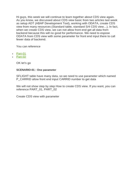 Create Cds View With Parameter Pdf